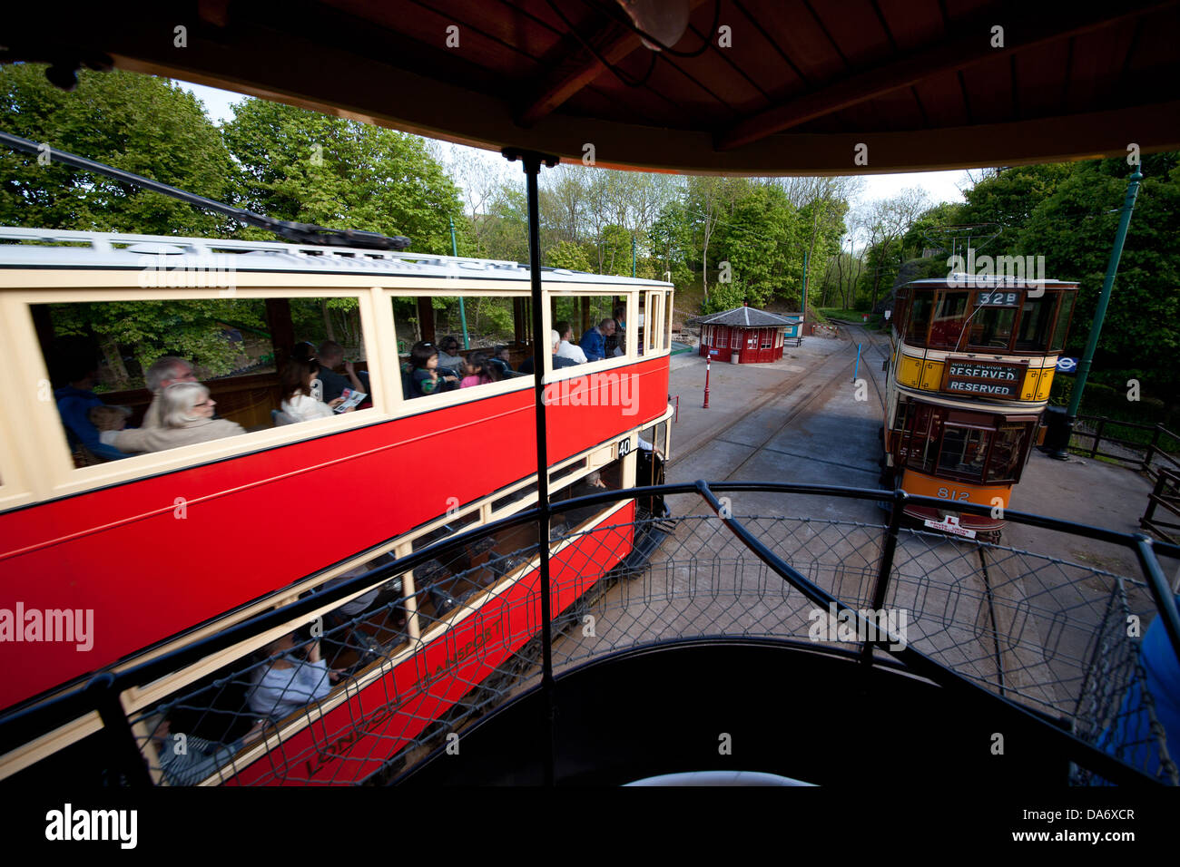 Trams drivers and passengers at the National Tramway museum, crich ...