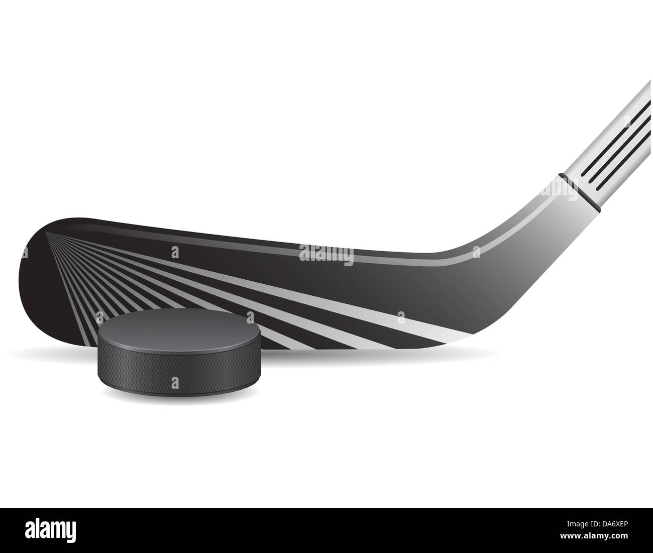 hockey stick and puck illustration isolated on white background Stock ...