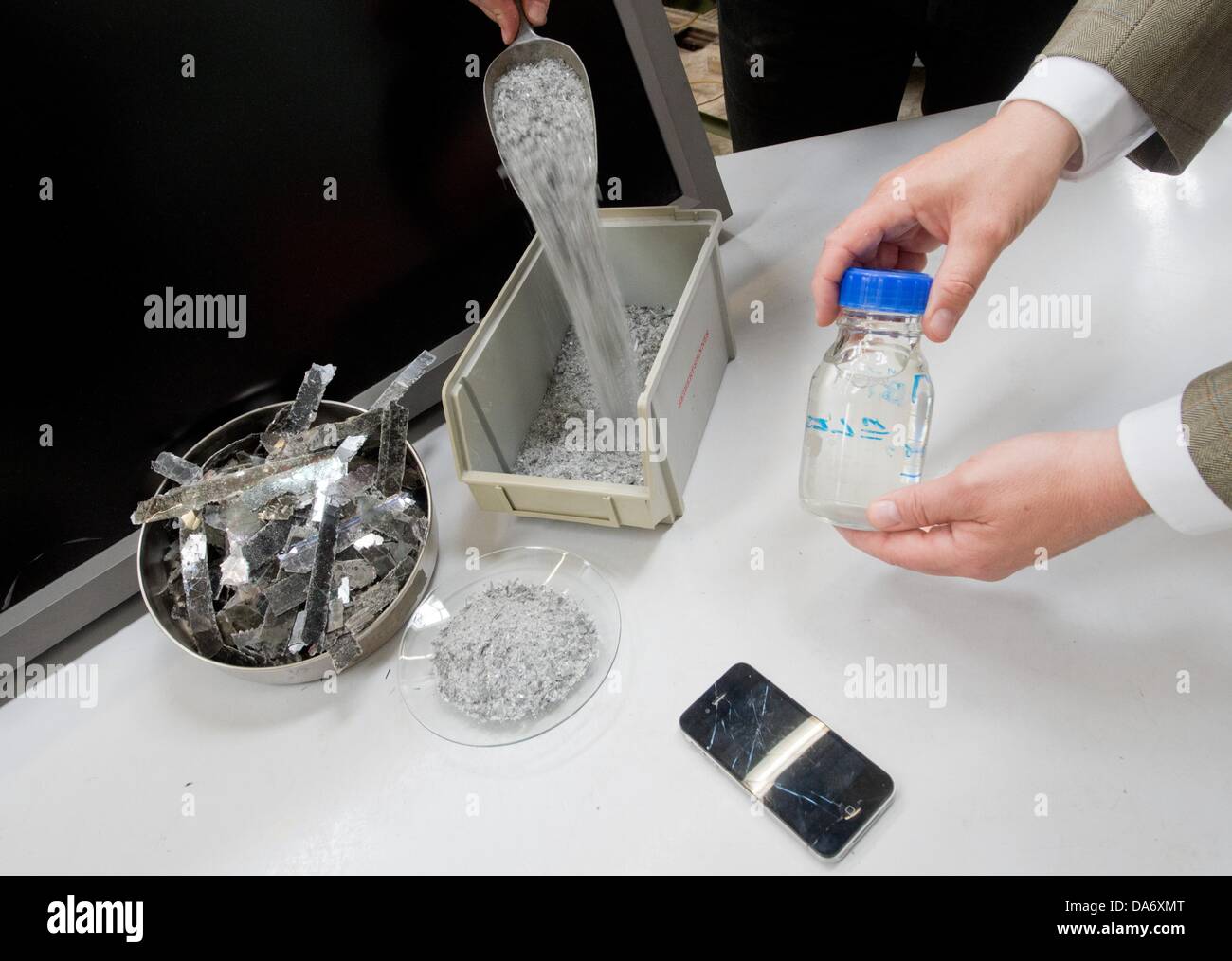 Parts of a process to recycle the rare metal Indium from old LCD ...