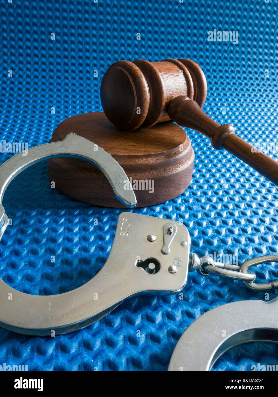 Still Life, Judge's Gavel and Striker Block and Handcuffs, USA Stock ...