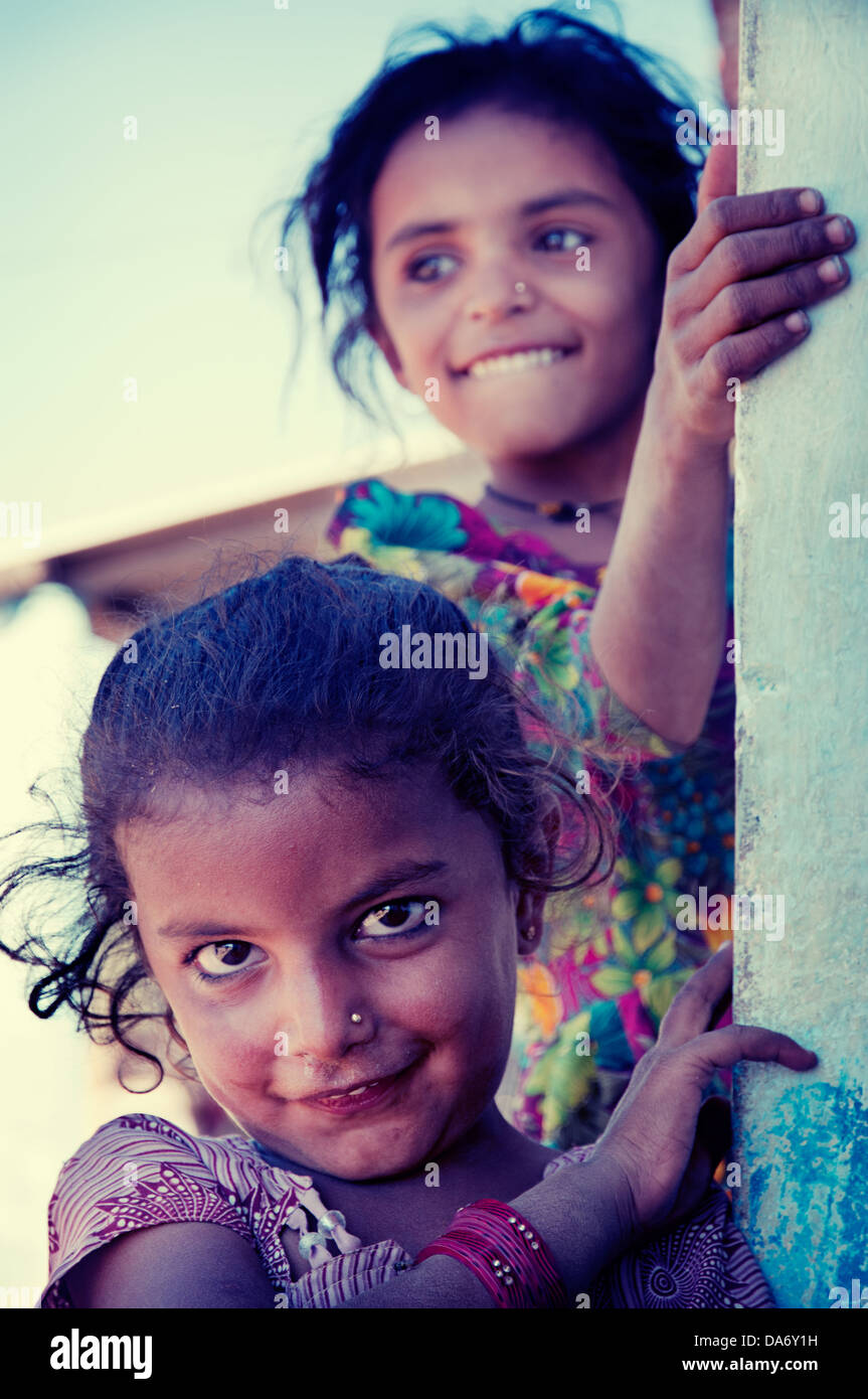 Portrait of rabari children in Bhuj area. Kutch, Gujarat, India Stock ...