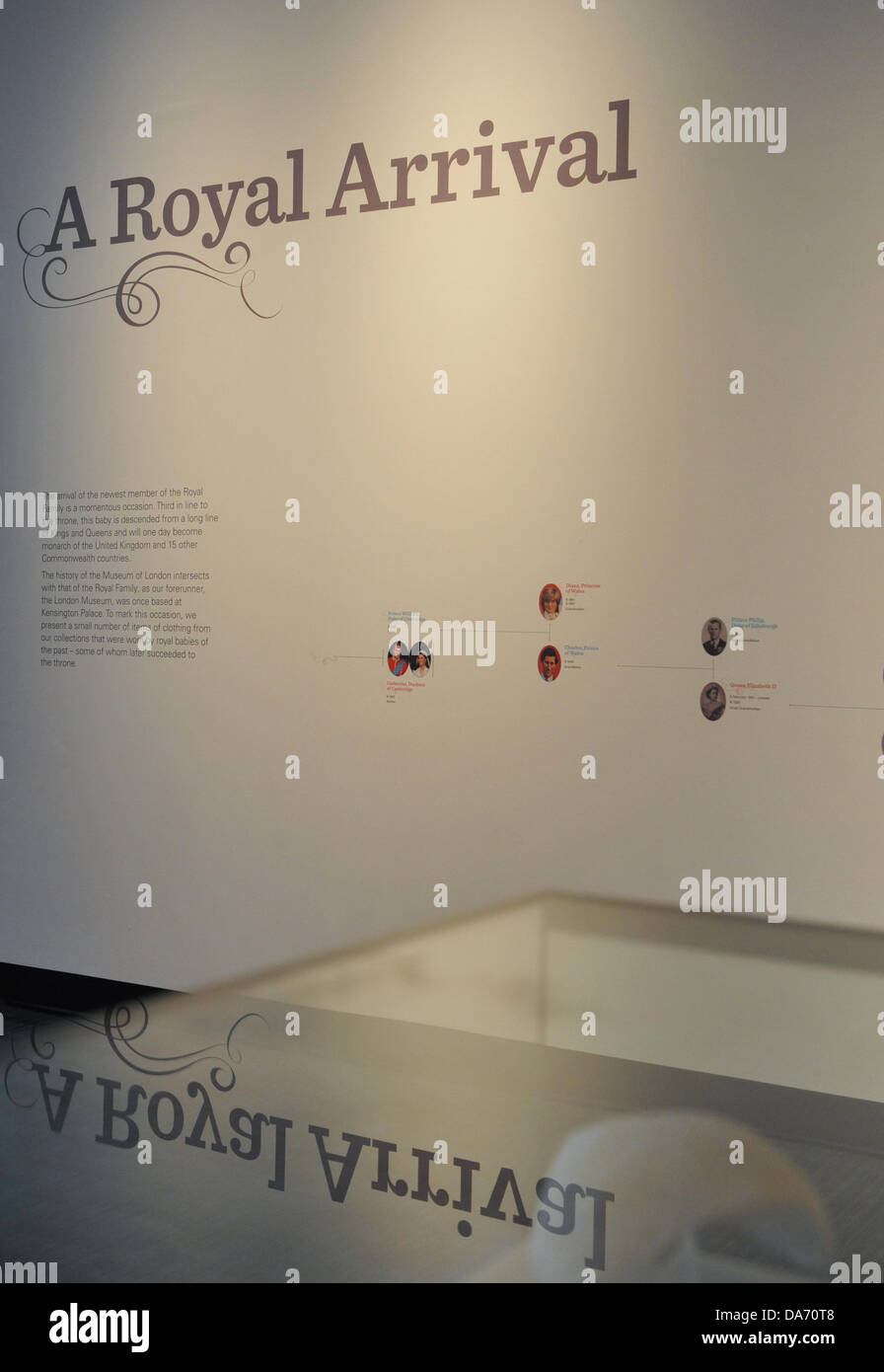 Museum of London, London, UK. 5th July 2013. The timeline of Royal ...