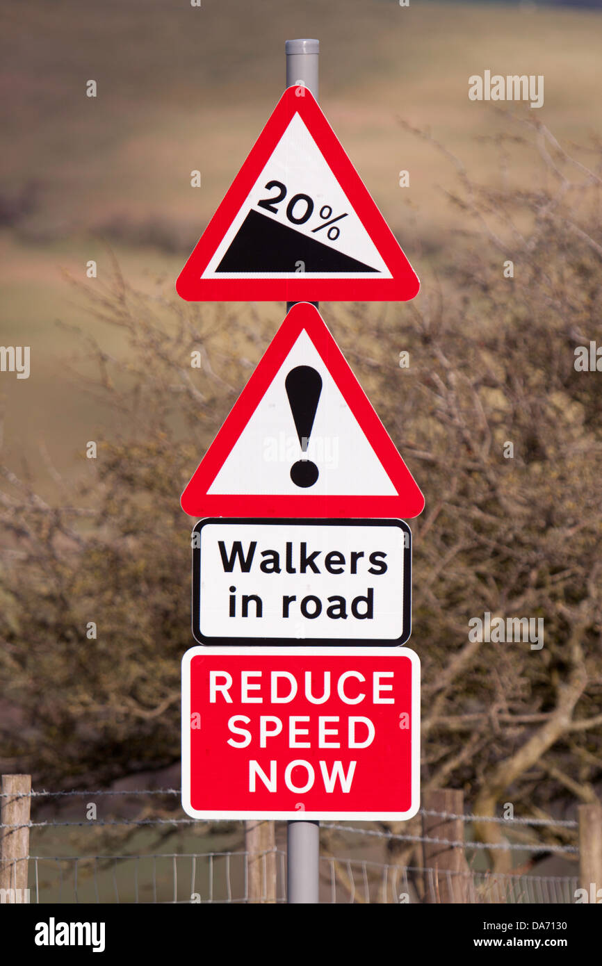 Warning road traffic sign,Shropshire, England, UK Stock Photo - Alamy