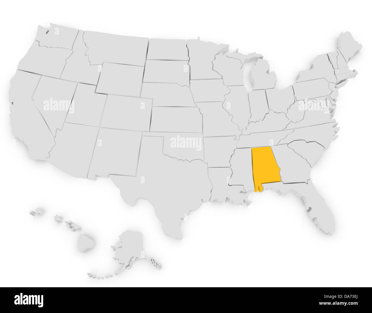 3d Render of the United States Highlighting Alabama Stock Photo - Alamy