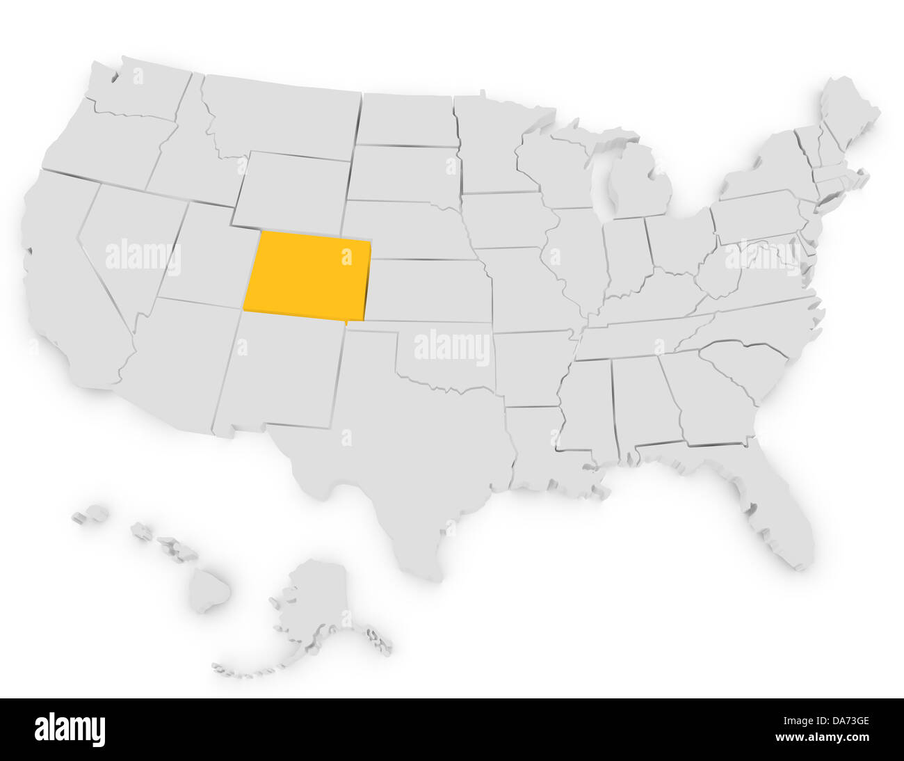 3d Render of the United States Highlighting Colorado Stock Photo - Alamy