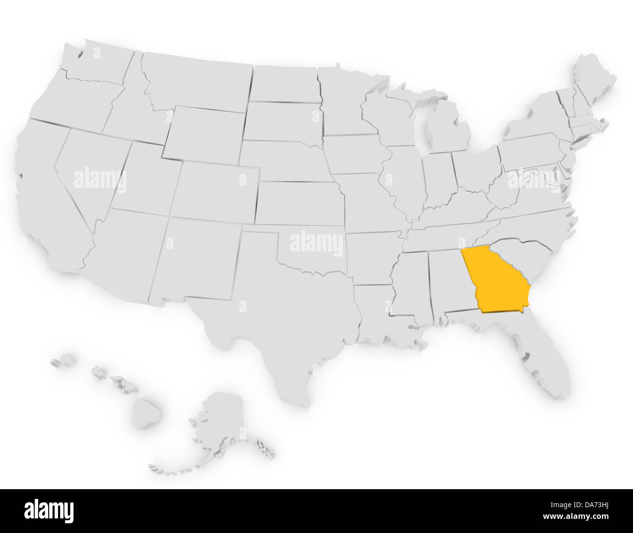 3d Render of the United States Highlighting Georgia Stock Photo - Alamy