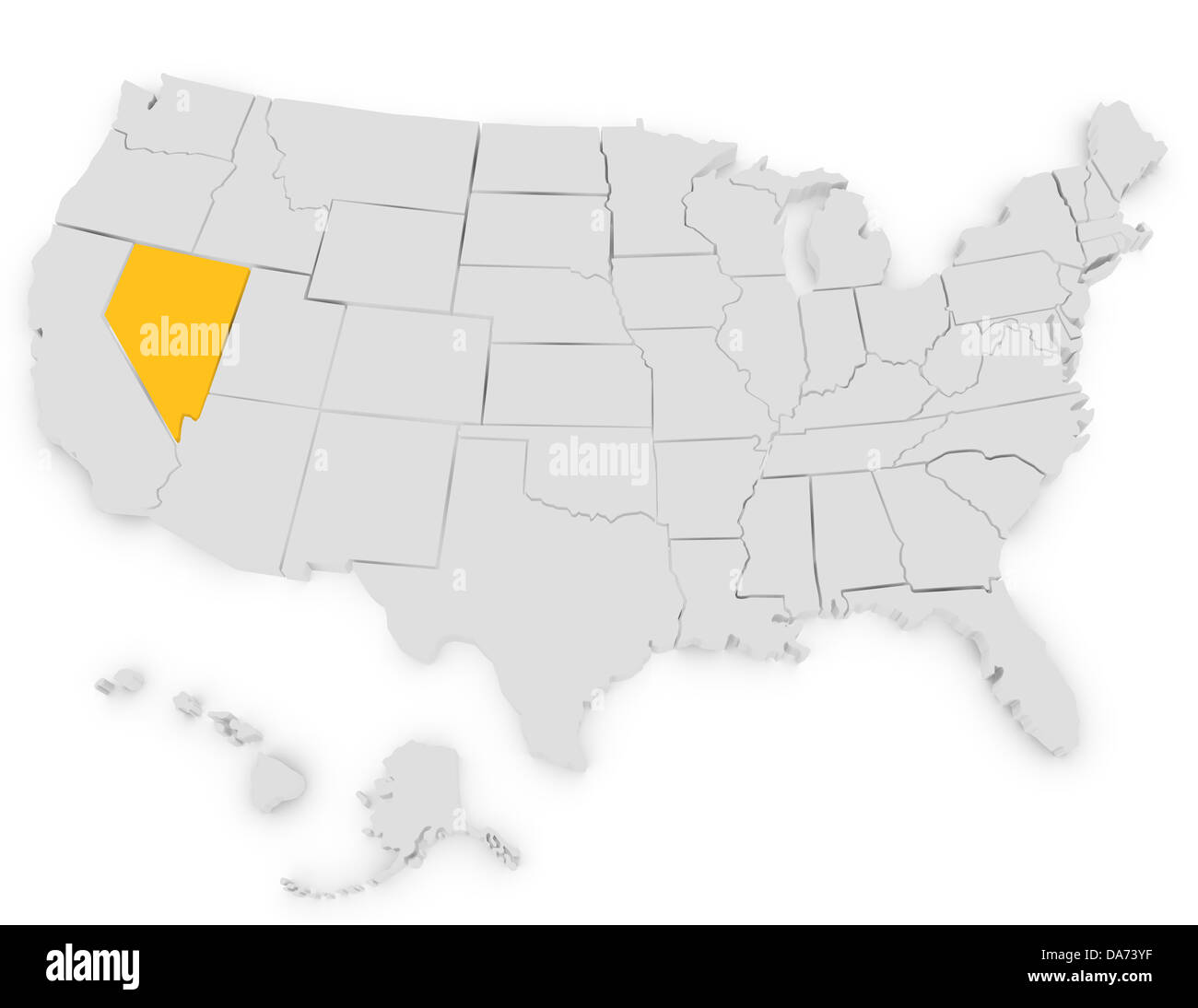 3d Render of the United States Highlighting Nevada Stock Photo - Alamy