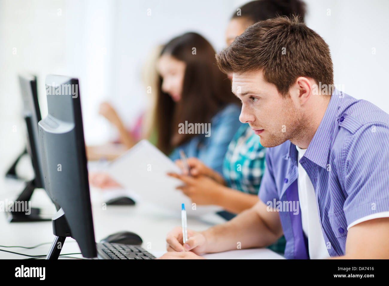 student with computer studying at school Stock Photo - Alamy