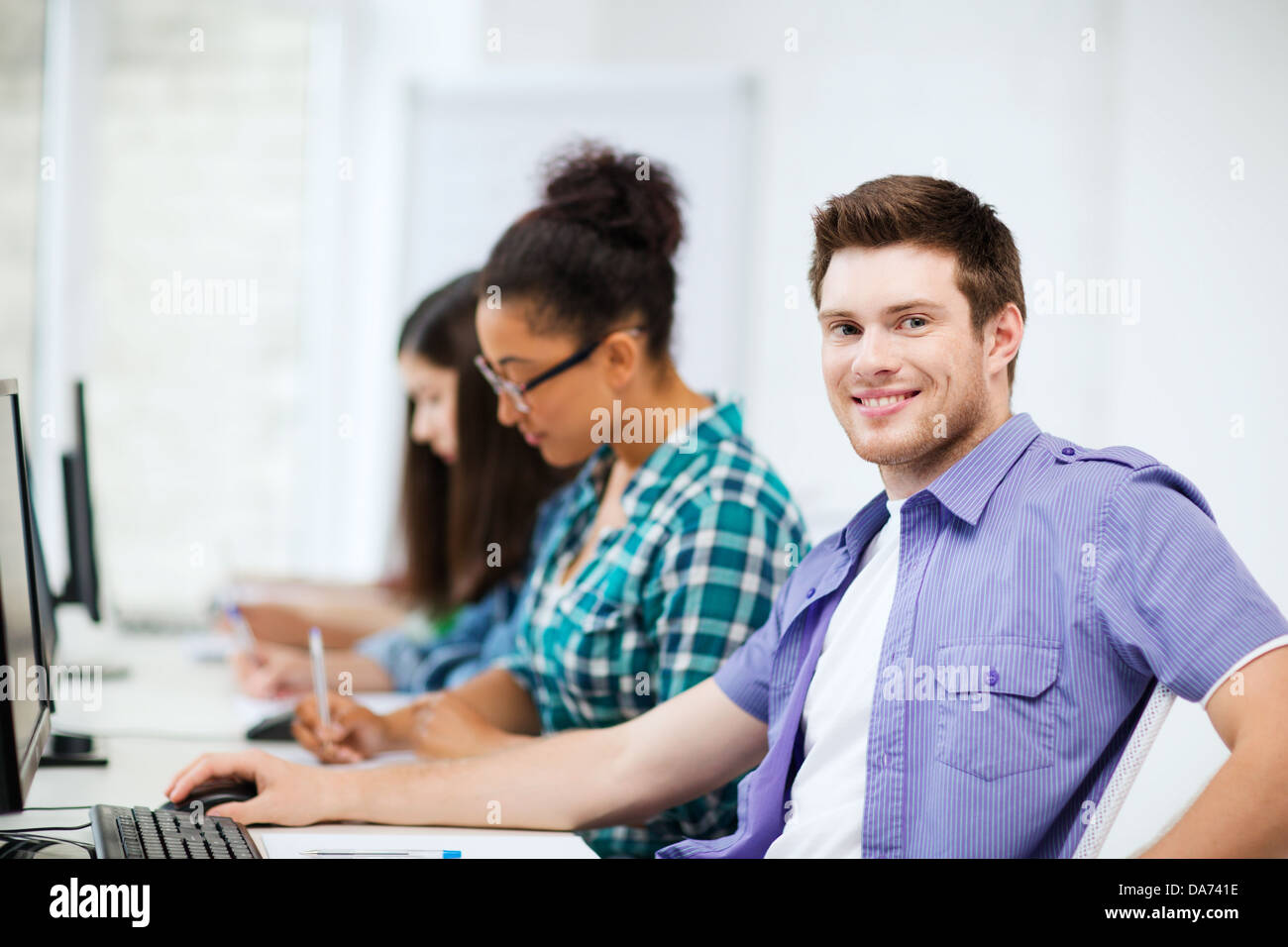 student with computer studying at school Stock Photo - Alamy