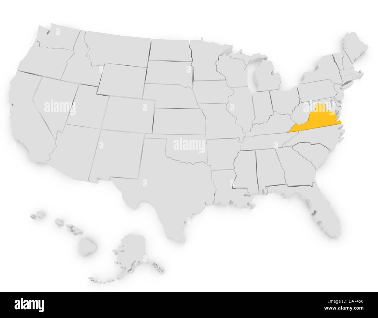 3d Render of the United States Highlighting Virginia Stock Photo - Alamy