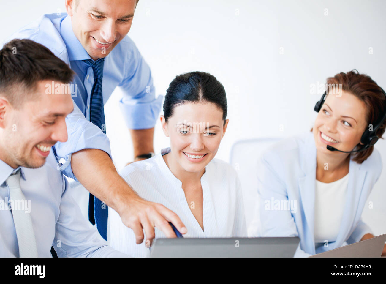 group of people working in call center Stock Photo - Alamy