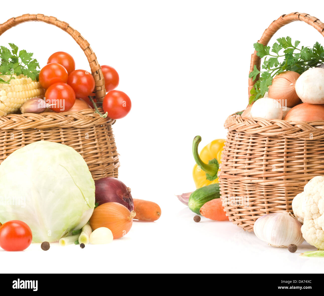 vegetable food in basket isolated on white background Stock Photo - Alamy