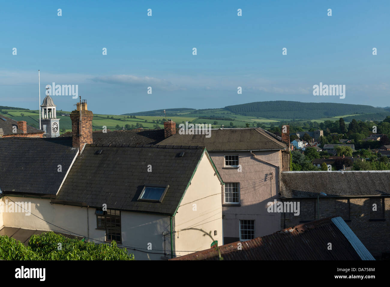 Panoramic view of the town of Bishop's Castle and the South Shropshire ...