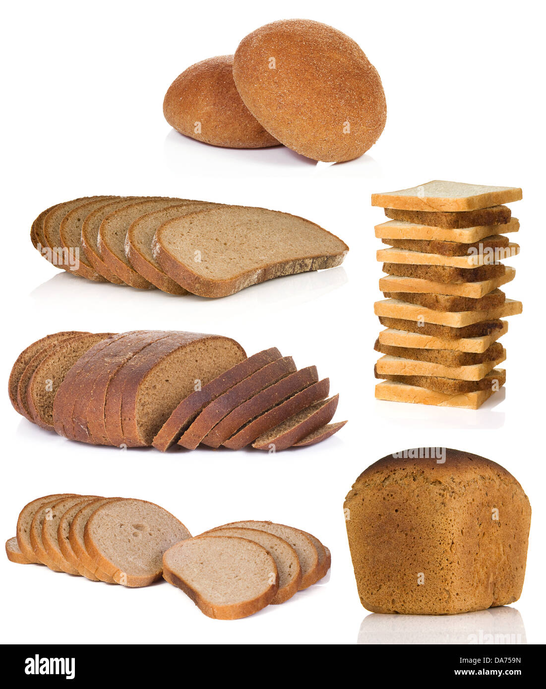 collage of bread isolated on white background Stock Photo - Alamy