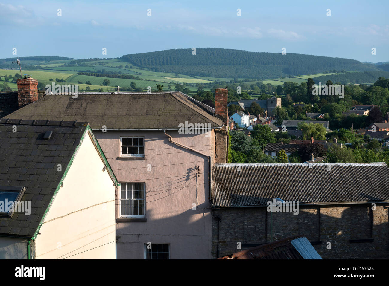 Panoramic view of the town of Bishop's Castle and the South Shropshire ...