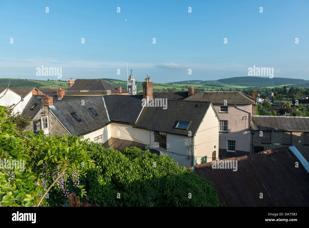 Panoramic view of the town of Bishop's Castle and the South Shropshire ...
