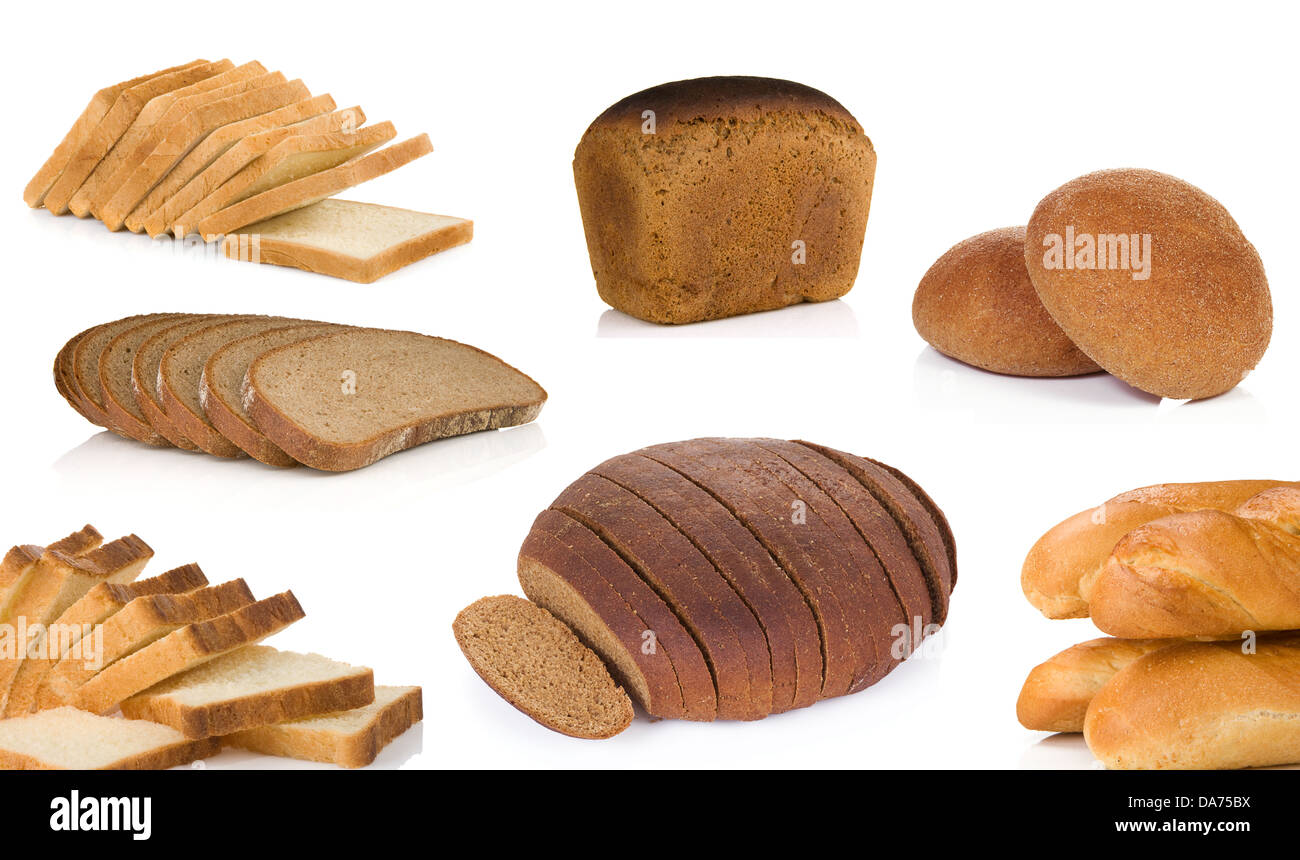 collage of bread isolated on white background Stock Photo - Alamy