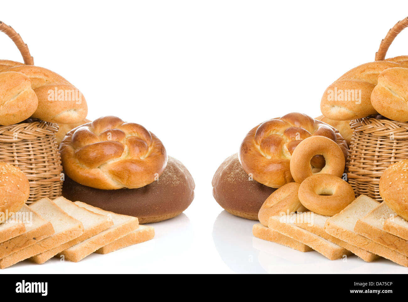 bread and bakery products isolated on white background Stock Photo - Alamy