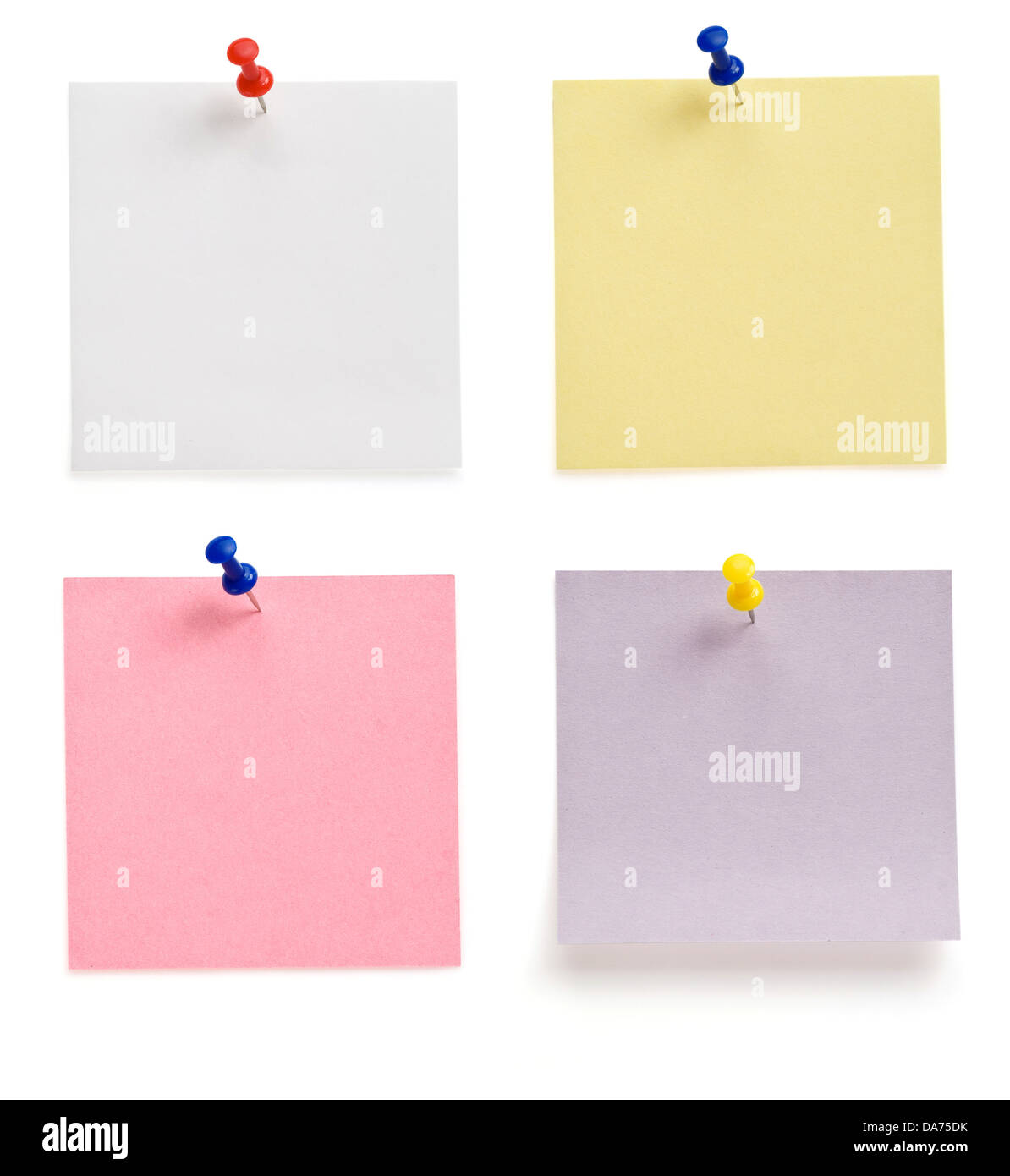 pushpin and note paper isolated on white background Stock Photo - Alamy