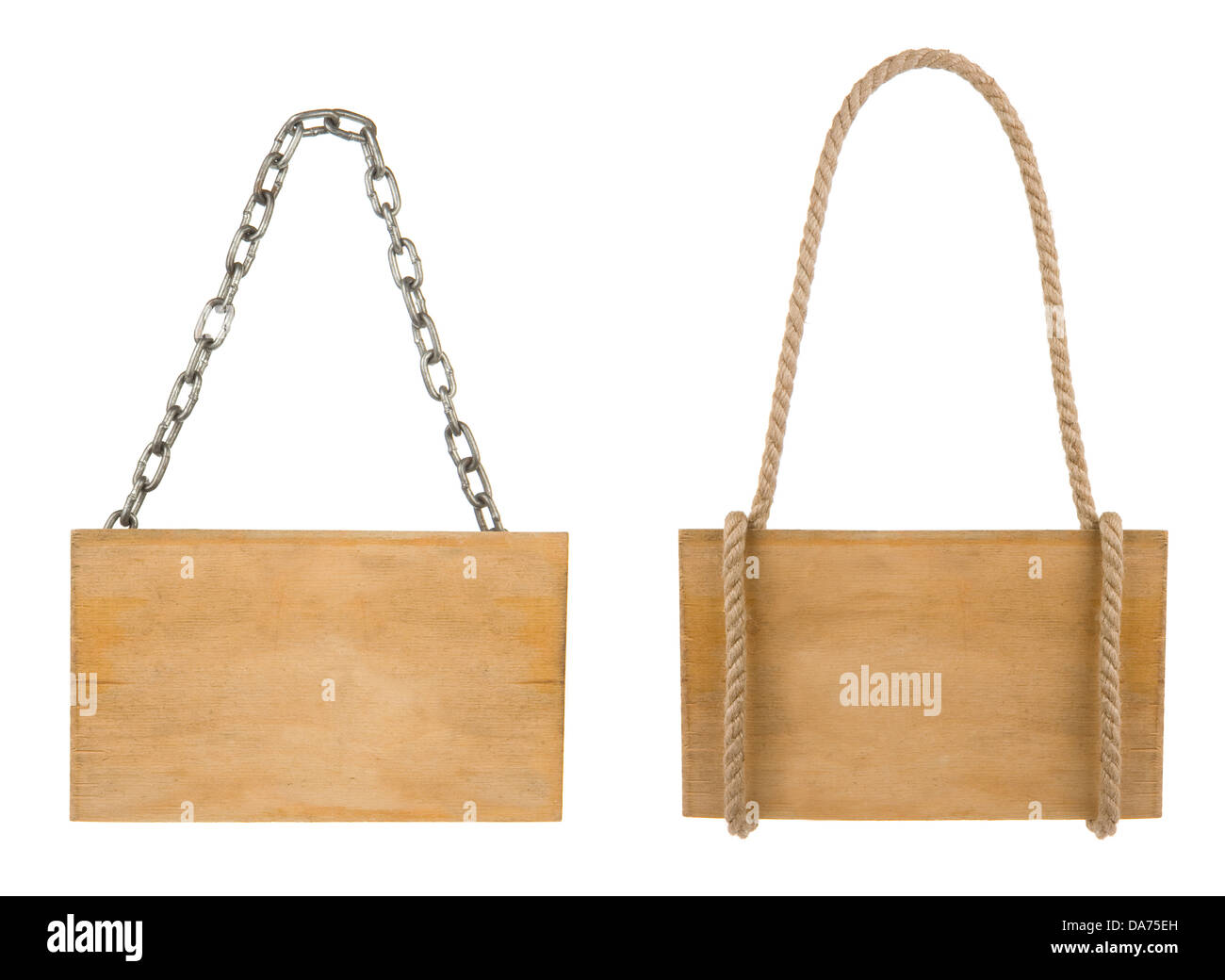 signboard isolated on white background with rope and chain Stock Photo ...