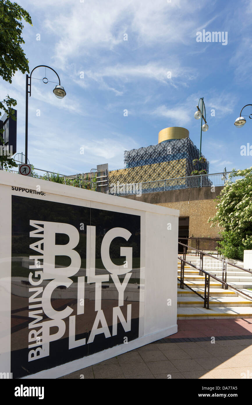 Poster board for Birmingham City Centre development plan and the new library, Birmingham ...