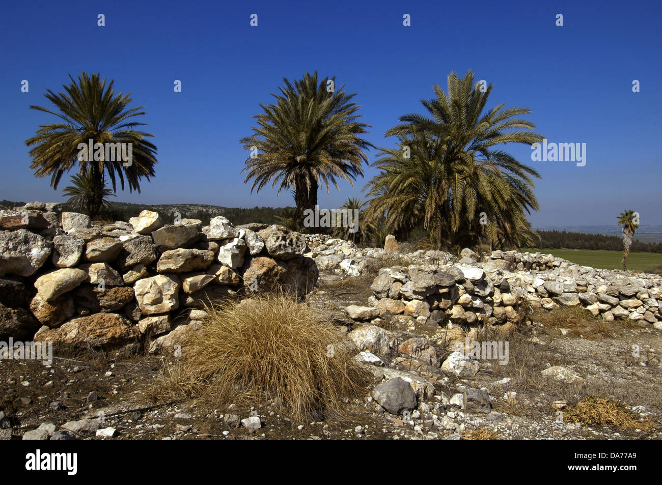 Ruins in Tell Megiddo archaelogical site and UNESCO World Heritage site ...