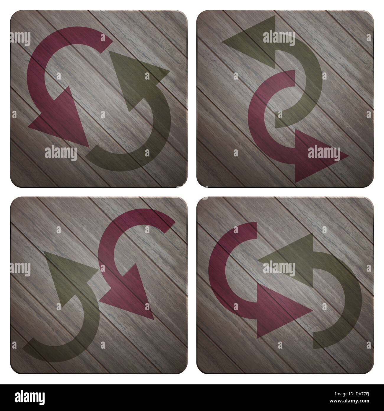 new set of wood style buttons with arrow signs Stock Photo - Alamy