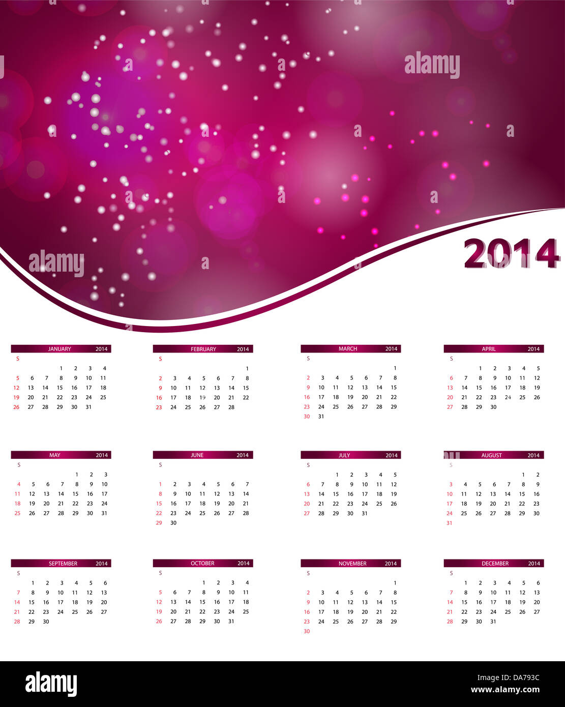 2014 new year calendar vector illustration Stock Photo - Alamy