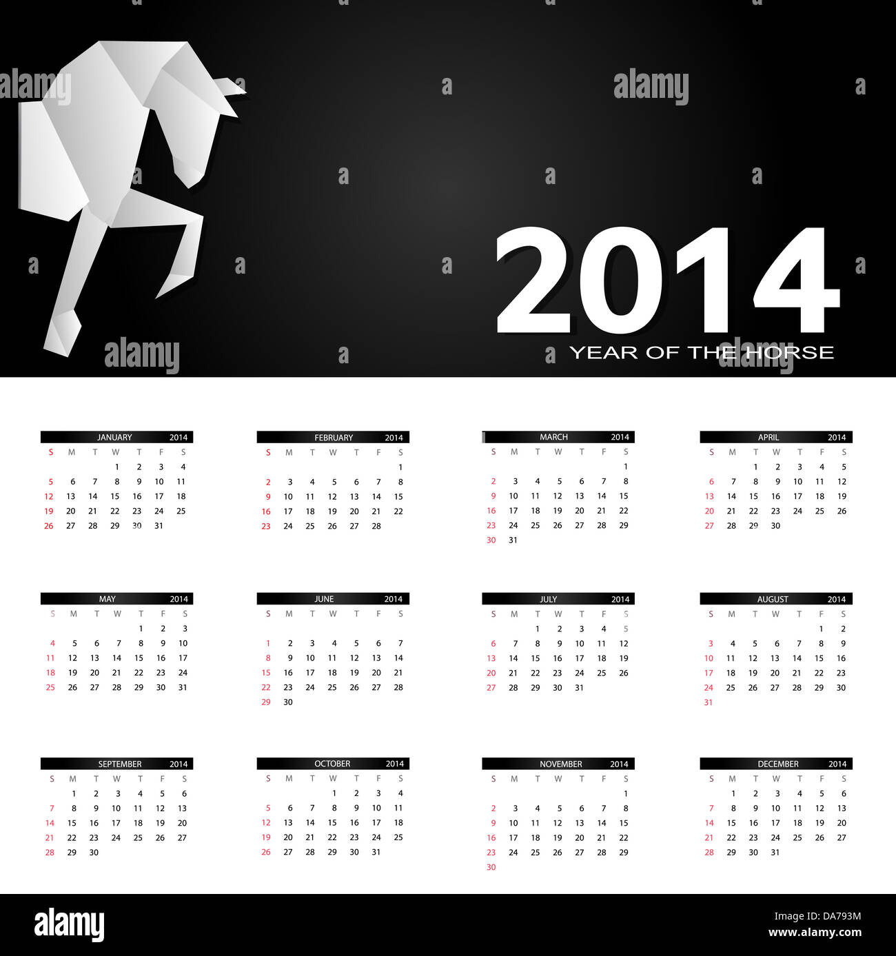 2014 new year calendar vector illustration Stock Photo - Alamy