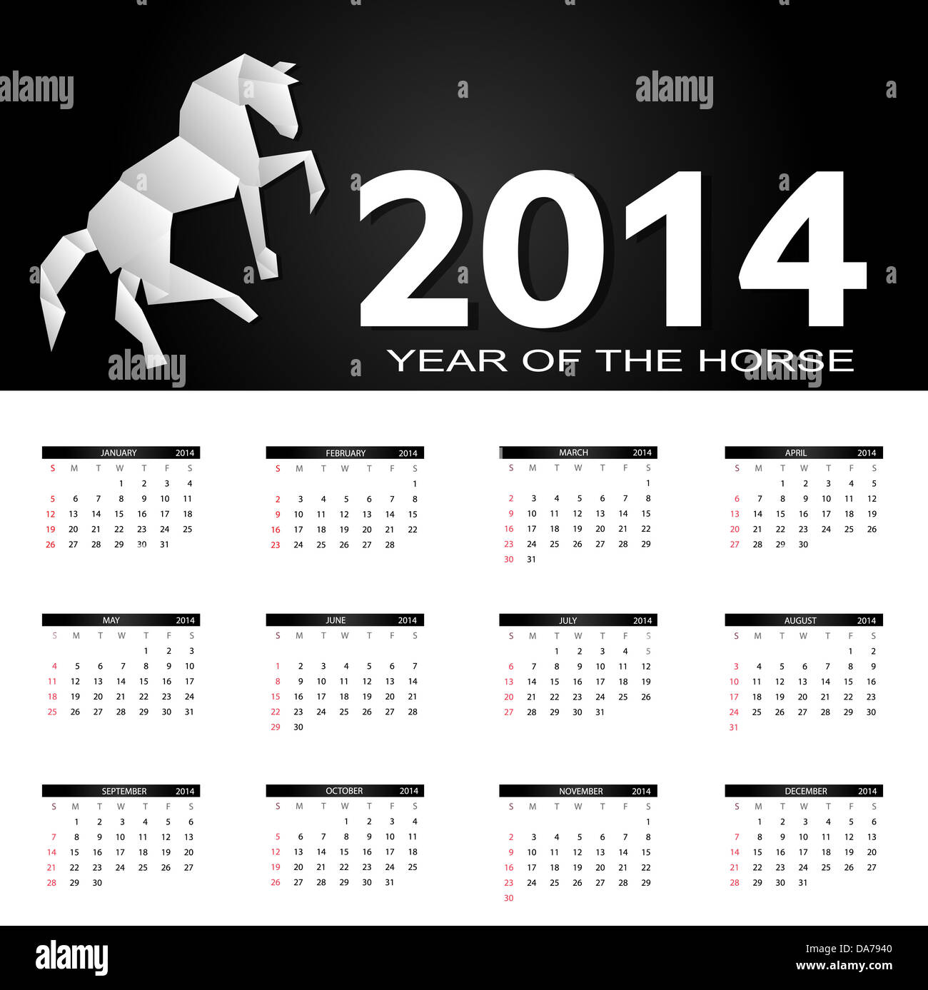 2014 new year calendar vector illustration Stock Photo - Alamy