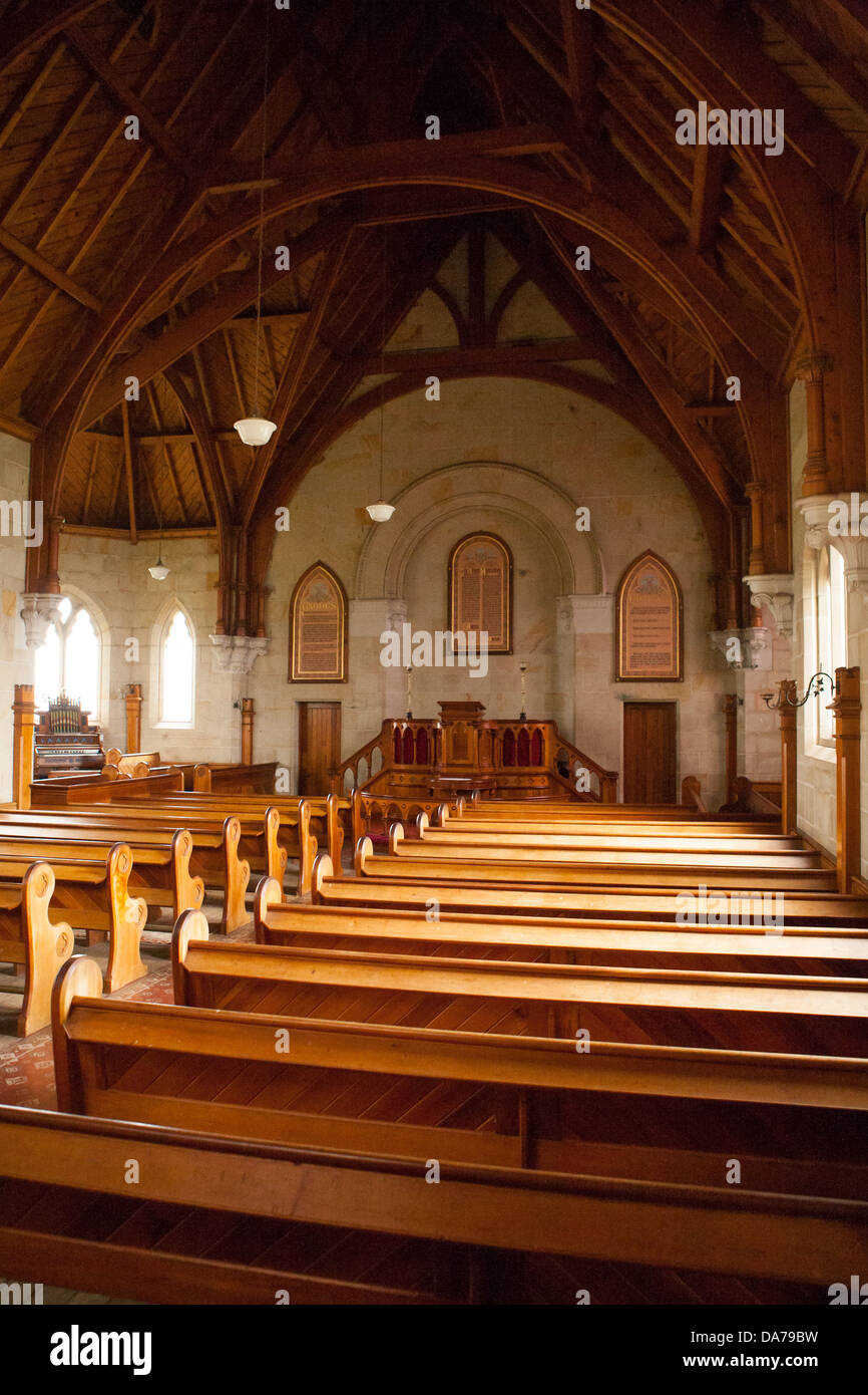 The beautiful interior on a sunny day of Ross Uniting Church in Ross ...