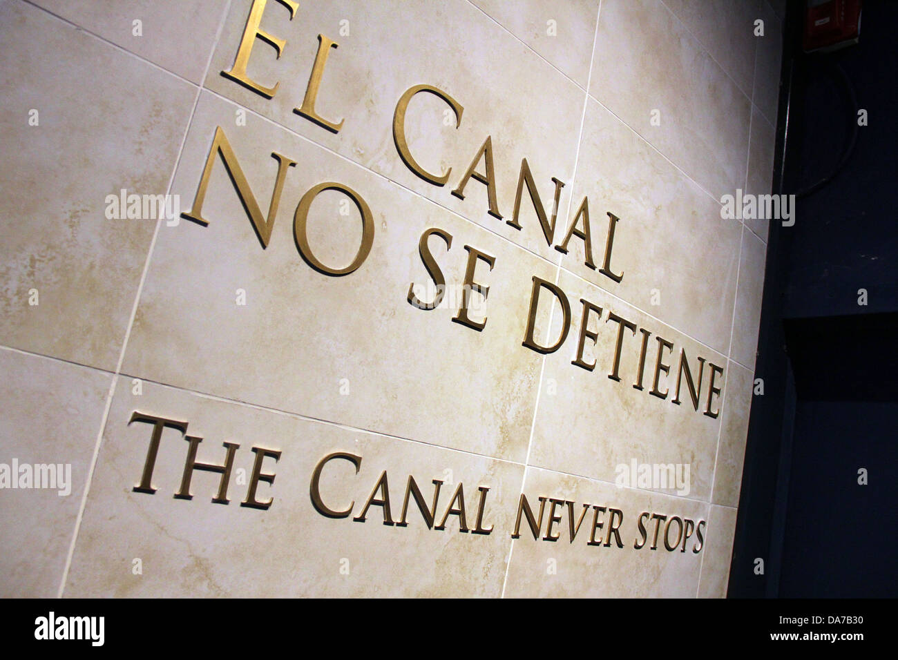 Panama Canal Visitor Center at Panama City. The Canal Does´t Stop motto ...