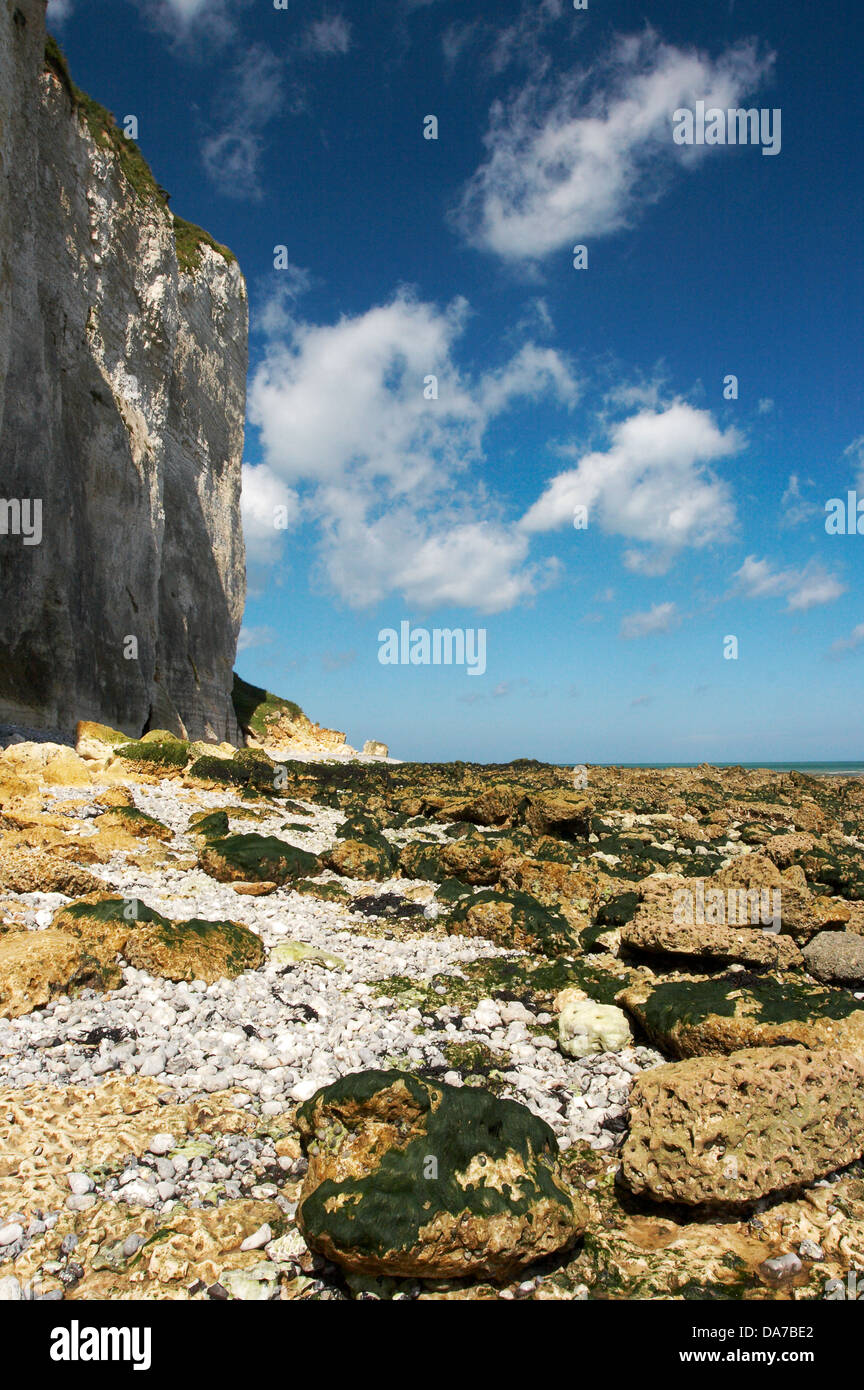 Cliffs, rocks and pebbles on the French beaches of Normandy Stock Photo ...