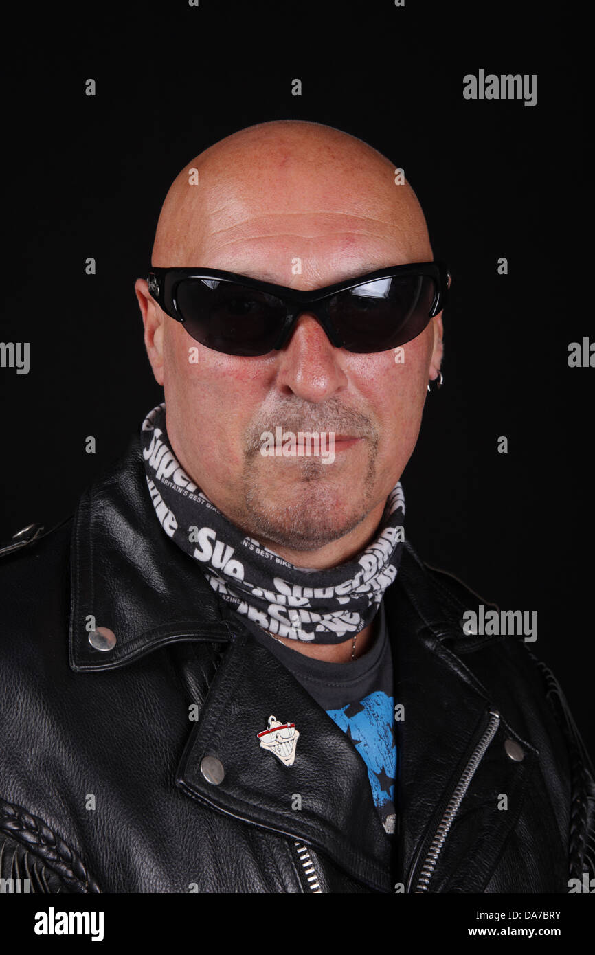 Biker bald hi-res stock photography and images - Alamy