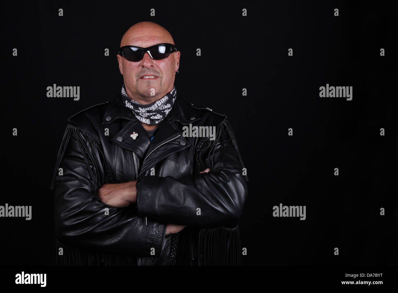 Biker portrait. Matlock Bath is a mecca for bikers during the summer ...