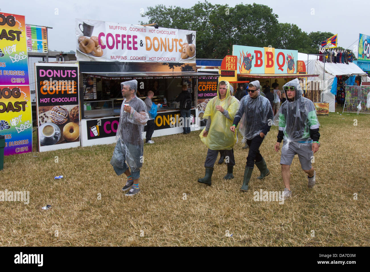 Food stalls at the Glastonbury festival 2013, Pilton, Somerset, England ...