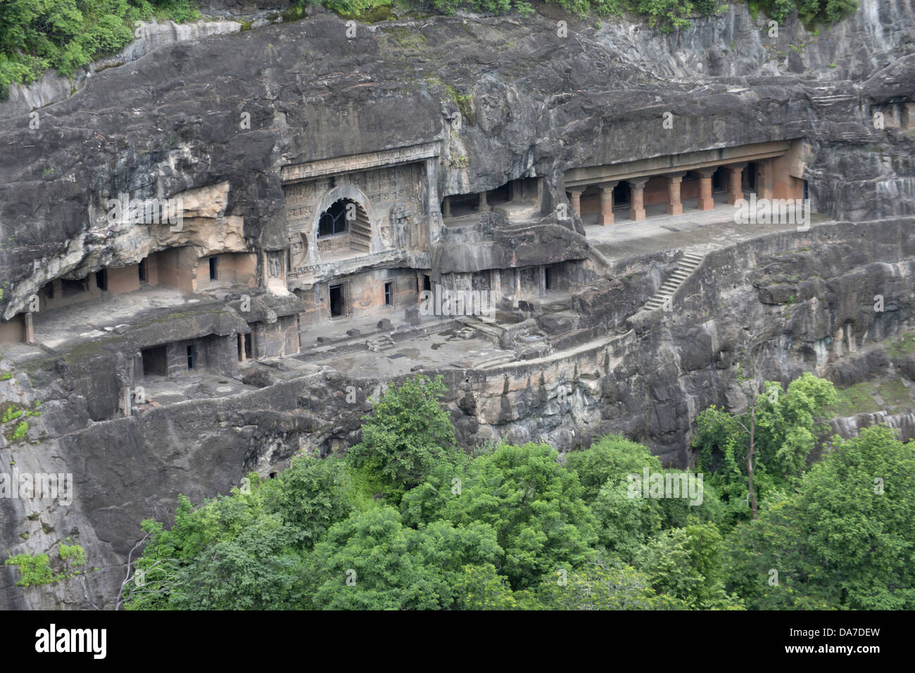 Cave No 25 to 27 : General View of the rock-cut caves, Ajanta Caves ...