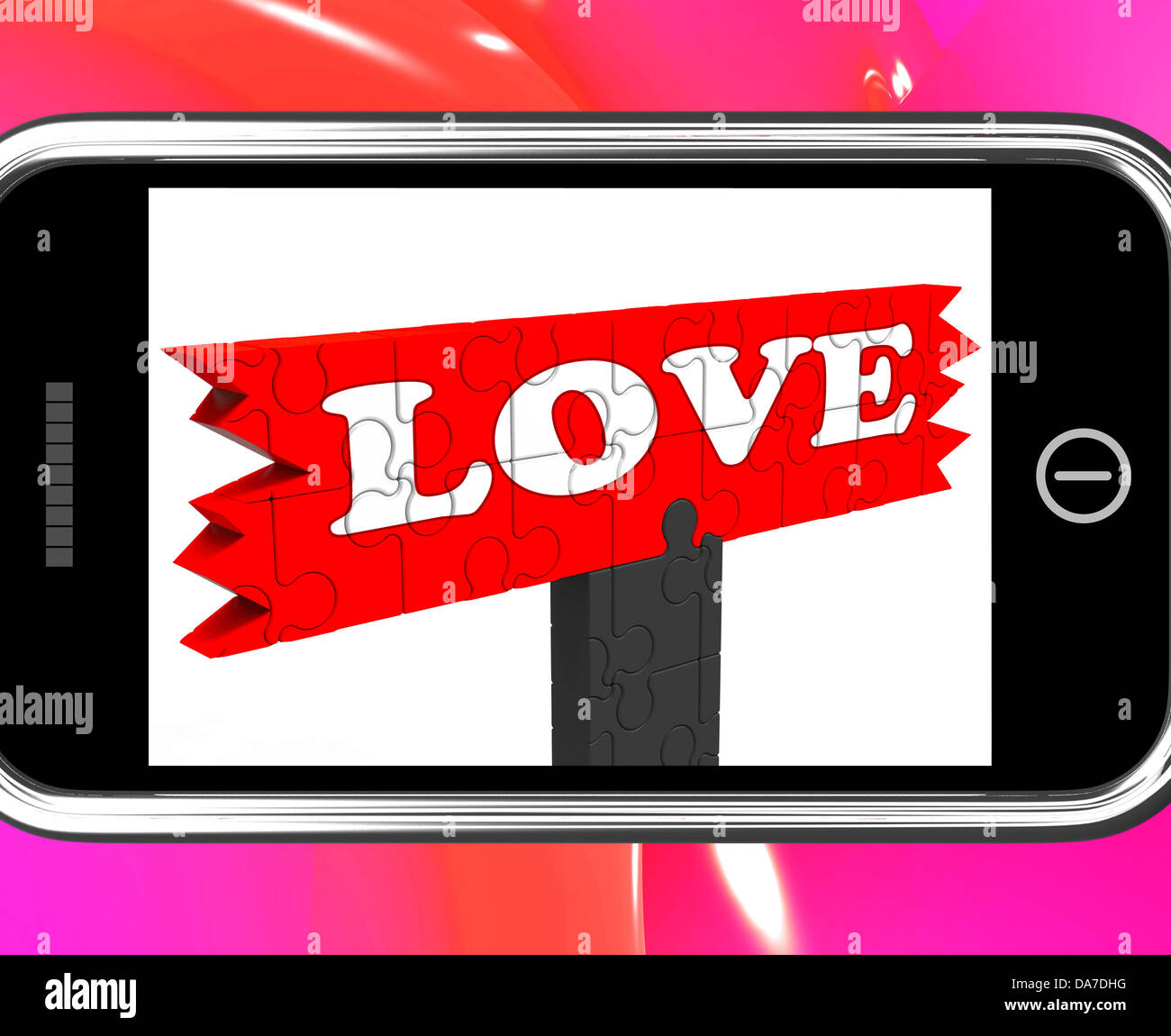 Love On Smartphone Shows Romance And Feelings Stock Photo - Alamy