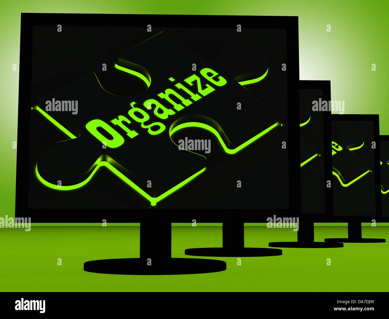 Organize On Monitors Showing Managing And Structuring Stock Photo - Alamy