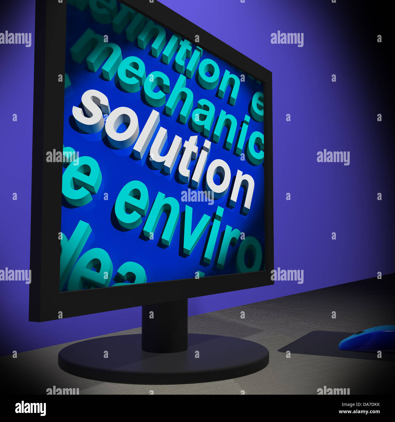 Solution On Monitor Shows Solving Or Developing Strategies Stock Photo ...