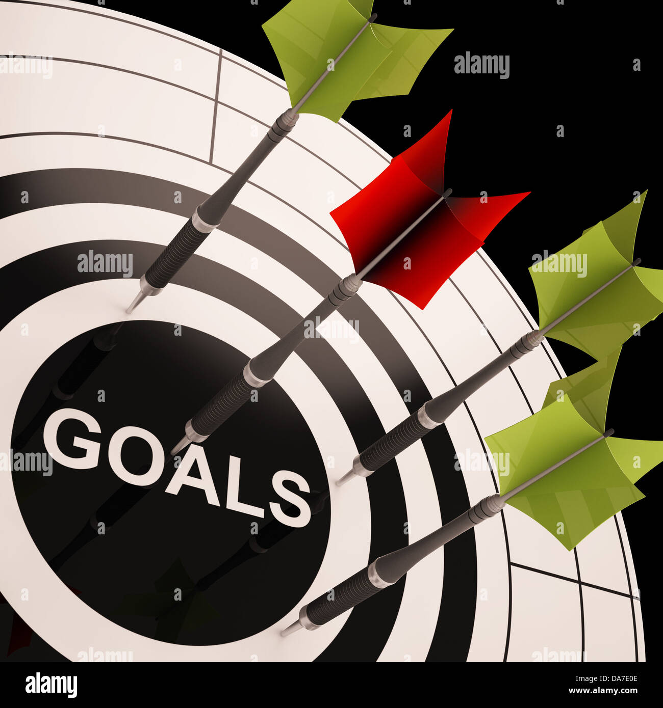 Goals On Dartboard Shows Aspired Objectives And Desired Targets Stock ...