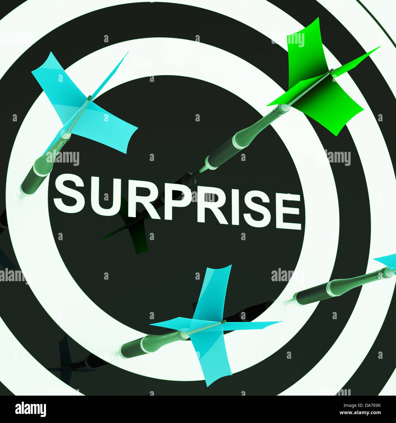 Surprise On Dartboard Shows Shocked Target Or Surprised Stock Photo - Alamy