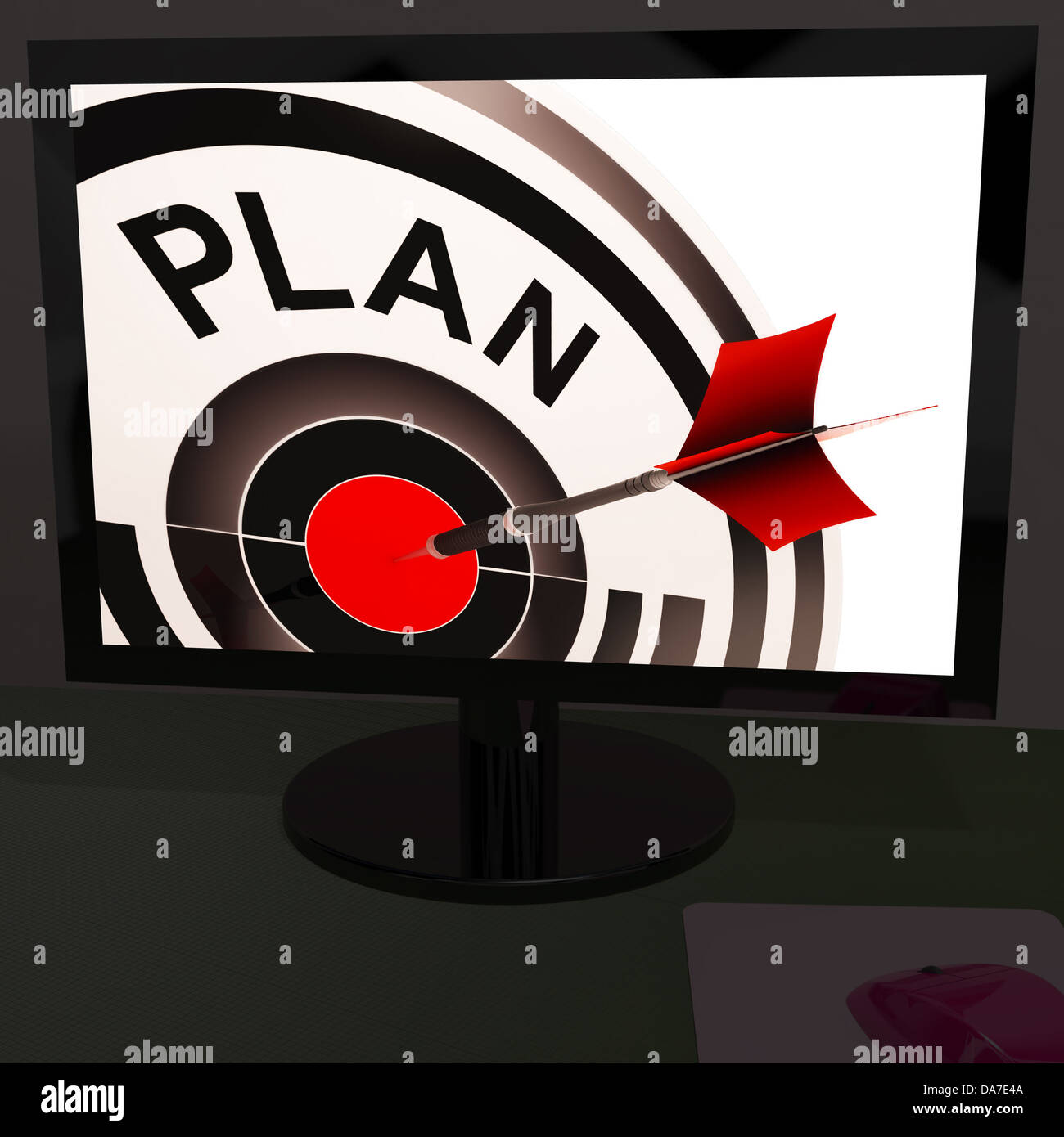 Plan On Monitor Shows Expectations And Objectives Stock Photo - Alamy