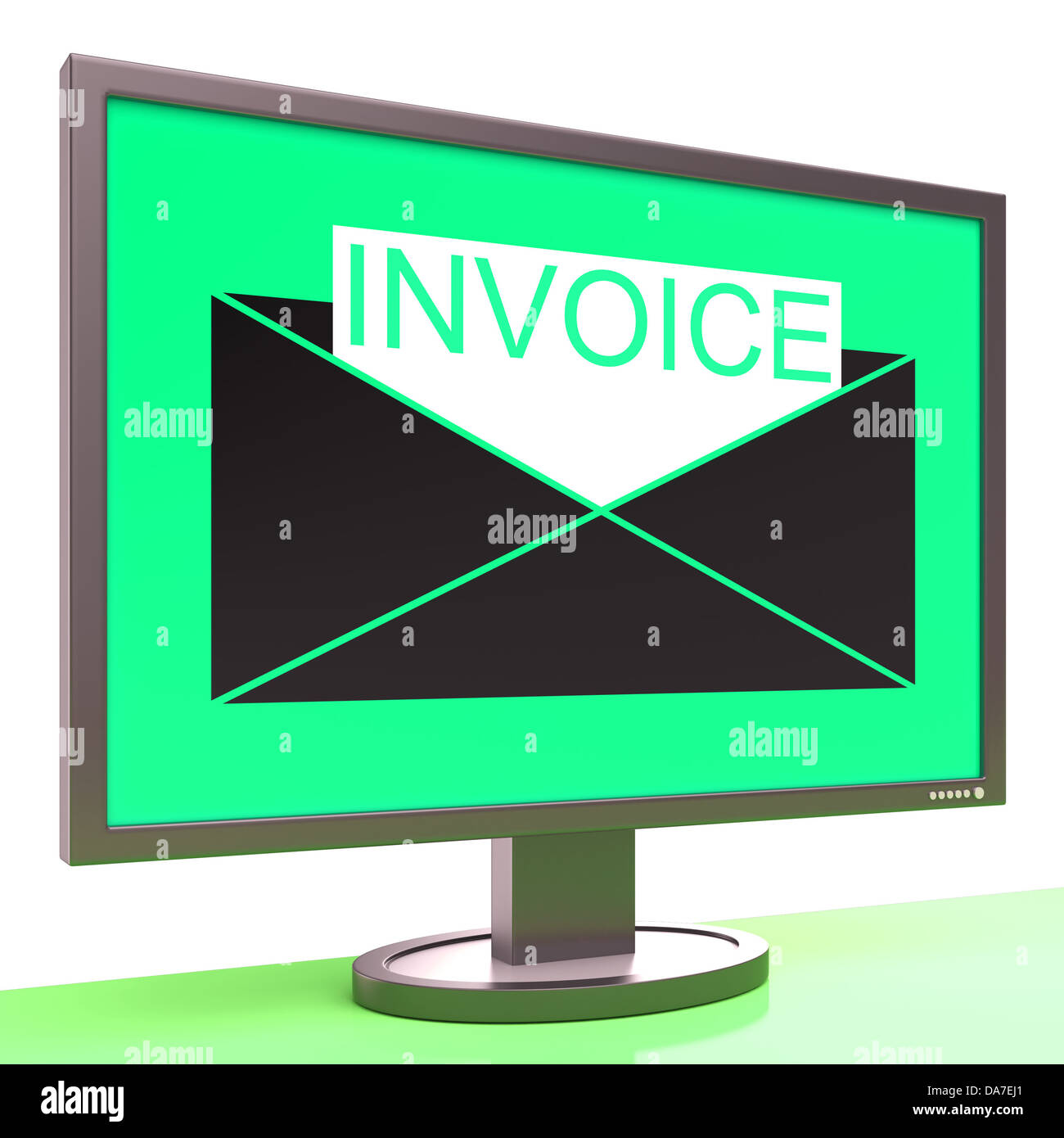 Invoice In Envelope On Monitor Shows Receipts Or Due Expenses Stock ...