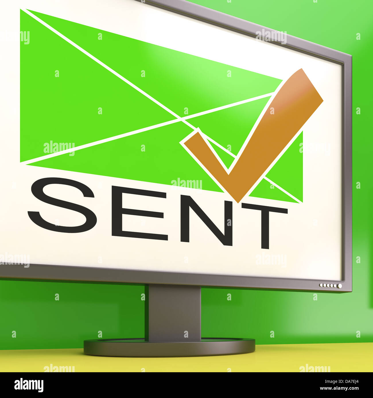 Sent Envelope On Monitor Showing Delivered Messages Or Correspondence ...