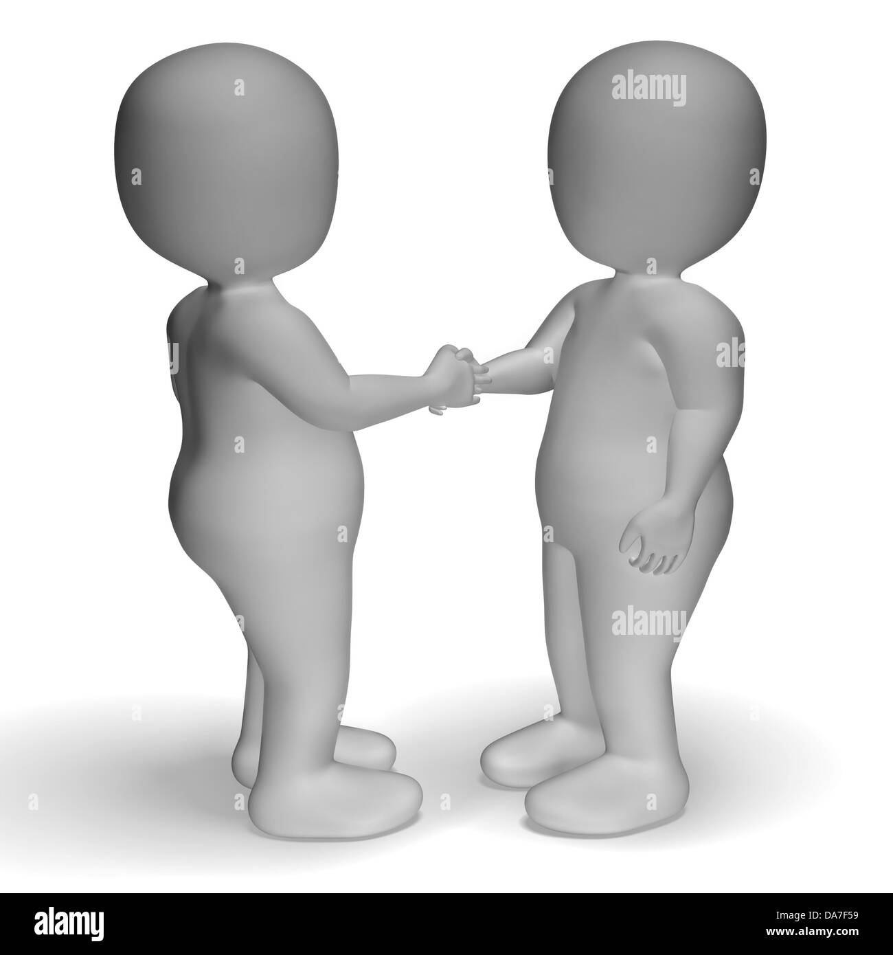 3d Characters Shaking Hands Shows Greeting Or Deal Stock Photo - Alamy