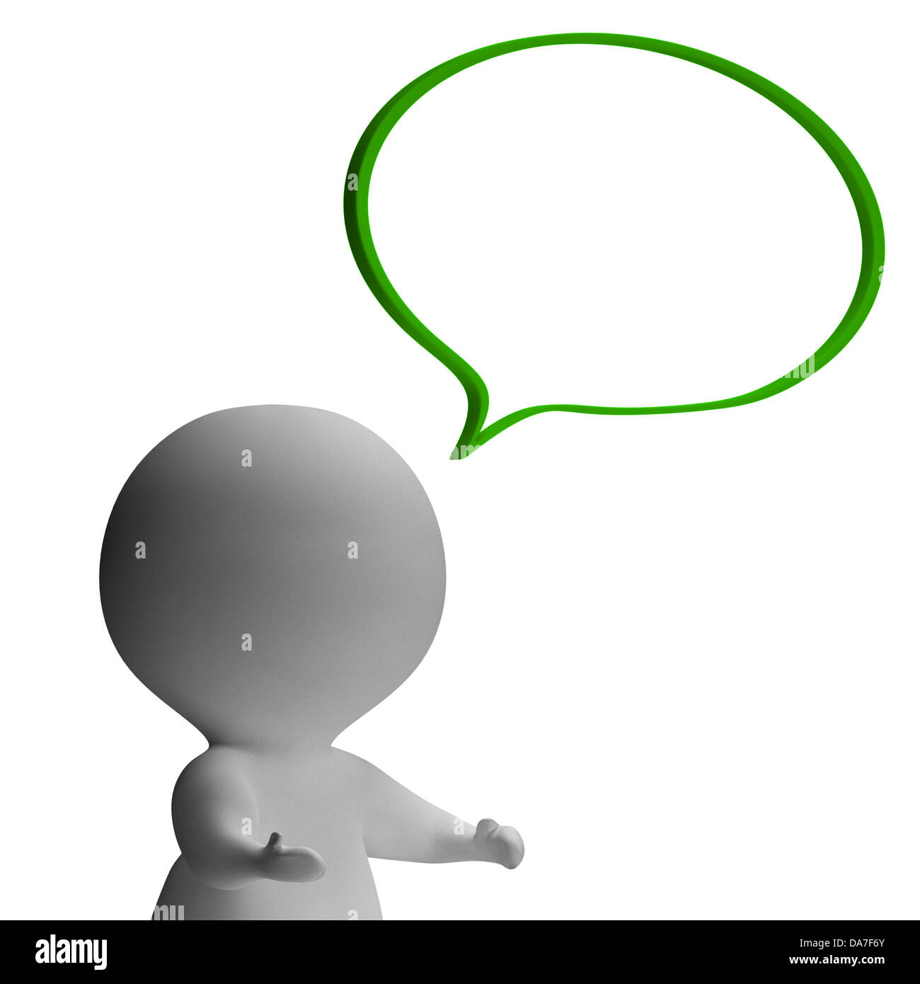 Speech Bubble And 3d Character Shows Speaking Or Announcement Stock ...