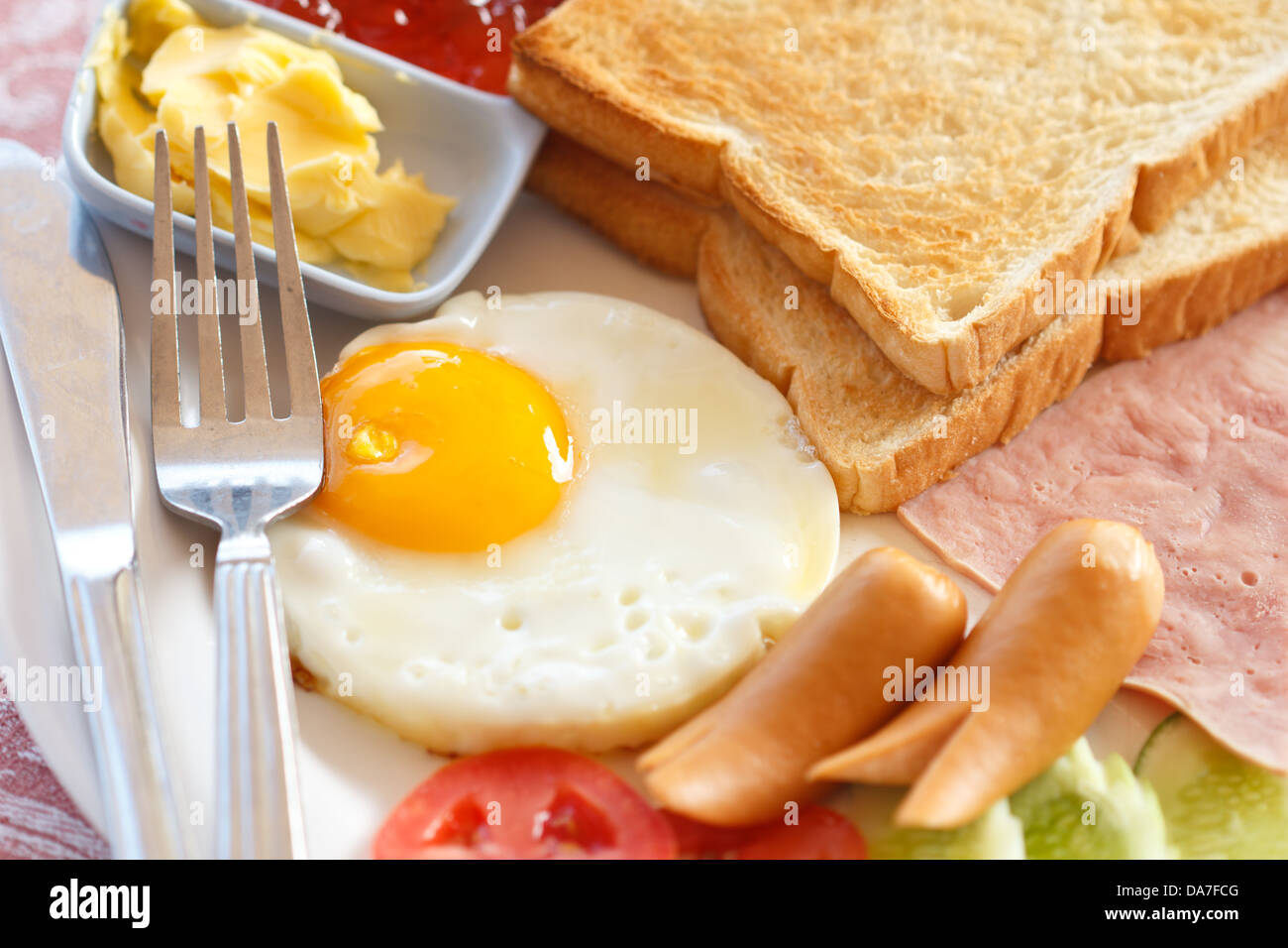 The western breakfast of eggs and meat Stock Photo - Alamy