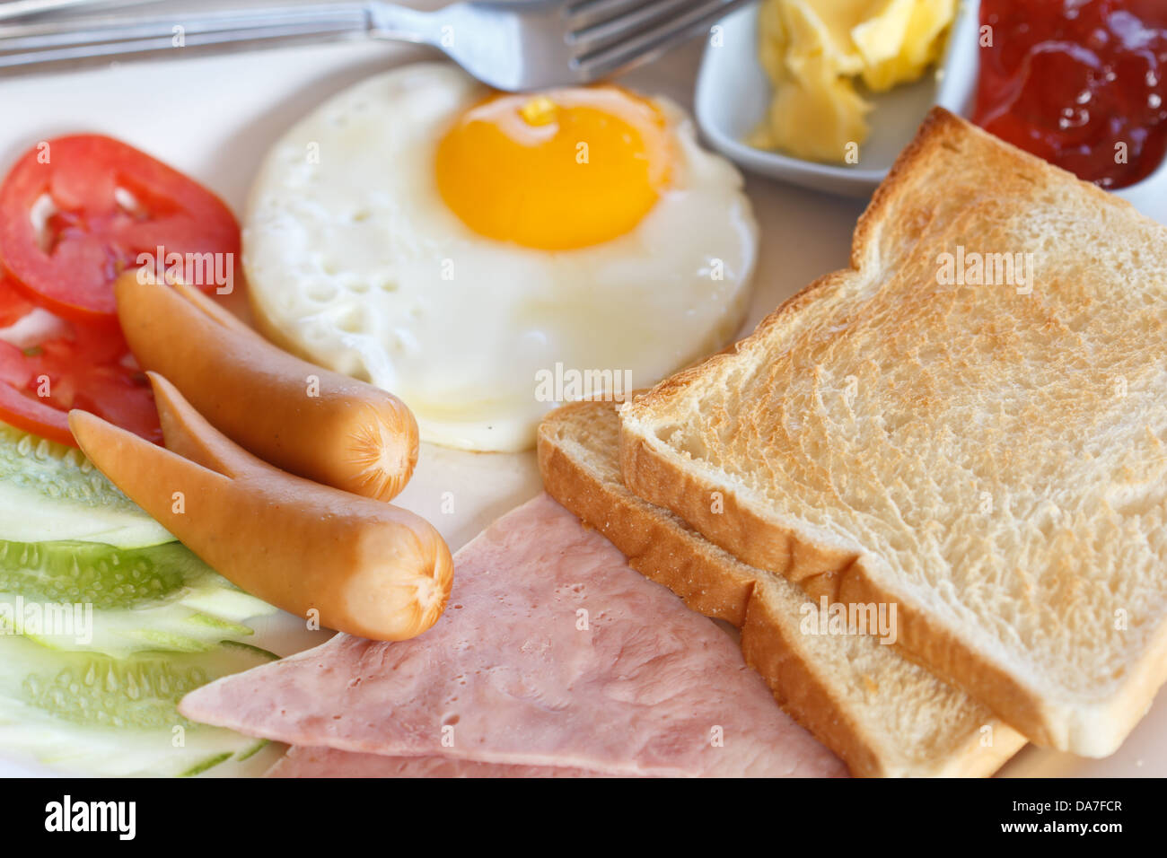 The western breakfast of eggs and meat Stock Photo - Alamy