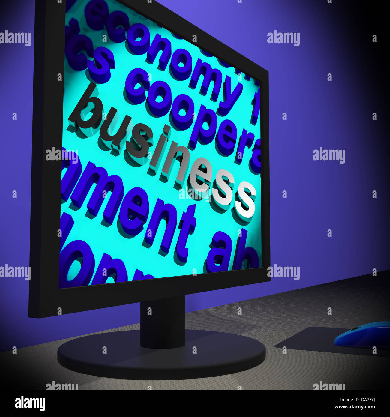 Business On Monitor Showing Management And Marketing Stock Photo - Alamy